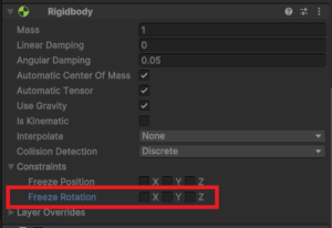 【Unity】Freeze Rotationとは？特定の軸における回転を防ぐ機能 | ともくんのゲーム作り部屋
