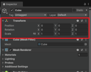 【Unity】Transformコンポーネントとは？オブジェクトの座標を管理している機能 | ともくんのゲーム作り部屋